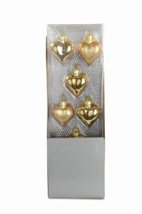 Riffelmacher & Weinberger Riffelmacher Christbaumschmuck Herzen | 8er Set Gold Matt & Glanz | Glas &Oslash; 4 cm | 29300