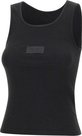 Maison Margiela Femme, Tops, Noir, Taille: 42 FR D&eacute;bardeur en jersey c&ocirc;tel&eacute;