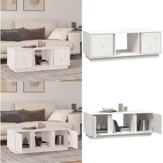 vidaXL Couchtisch Wei&szlig; 110x50x40 cm Massivholz Kiefer - Holz Couchtisch - Kiefernholz Couchtisch - Wei&szlig;er Couchtisch - Beistelltisch - Wohnzimmerstil - Home