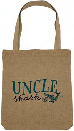Fabulous Sac Shopping Tote Bag Aspect Lin - Uncle Shark Family Cute Fish Sea - Sac de Courses Toile Epaisse 360g Beige Naturel Cabas Port&eacute; Epaule Solide Imprim