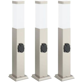vidaXL Pollerleuchten mit Auslass 3 Stk. 50 cm Edelstahl IP44 vidaXL