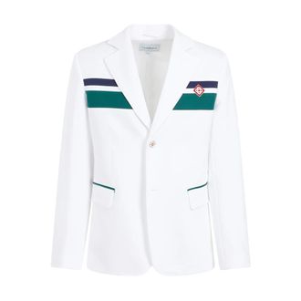 Casablanca Wei&szlig;e Ma&szlig;geschneiderte Jacke mit gr&uuml;nen Akzenten - - Jackets - Herren - Wei&szlig; - M