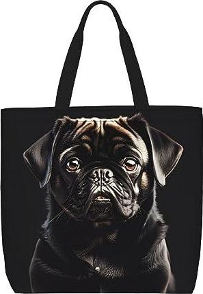 Generic Adorable Carlin Noir Sac Fourre-Tout L&eacute;ger Tote Bag Grand Sac A Main Femmes Pour Travail Quotidienne Shopping