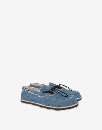 Moschino Mocassins en denim - Bleu