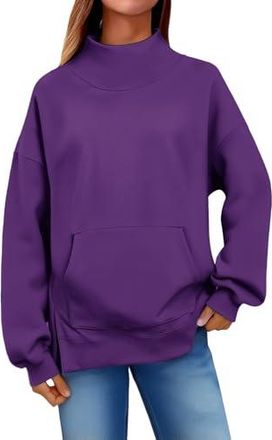 Generic Sweat &agrave; Capuche Femme Sweat-shirt Saison Imprim&eacute; Graphique Manches Longues Pull Tricot&eacute; Tops Col Montant Pull Femme Sweat-shirt Sans, lilas, XXL