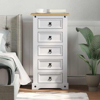 vidaXL vidaXL Table de chevet Corona Blanc 53 x 39 x 103 cm Pin massif