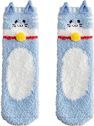 Generic Chaussettes Femme Chaussettes Chaudes Femme Chaussettes Thermiques Femme De Classique Hiver Motif Chat Mi-Mollet En Polaire &Eacute;paissie Id&eacute;ales Pour Dorm