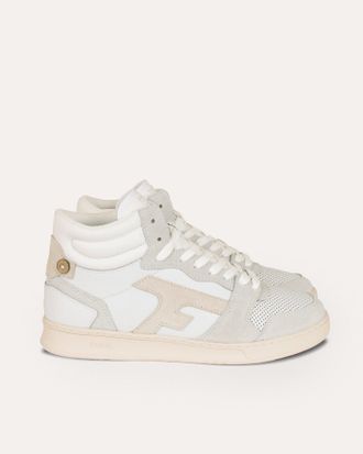 Faguo Baskets montantes blanches & beiges cuir