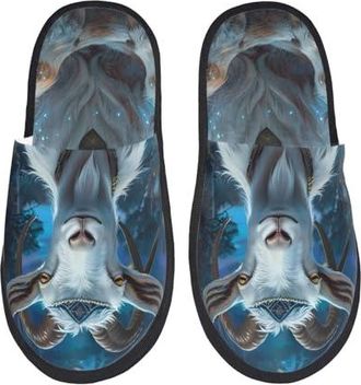 Generic Impression De Chèvre Méditant Dans Les Forêts Pantoufle Légères Pantoufles Automne Slippers Pour Extérieur Homme Unisex M