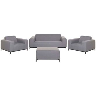Beliani Lounge 5er Set Grau / Schwarzes Gestell Polsterbezug Dekorativ Praktisch Klassisch Traditionelles Design