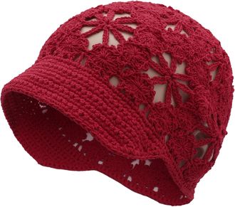 ZLYC Damen Sommer Slouchy H&auml;kelm&uuml;tze Visoren Handgemacht H&auml;kelm&uuml;tze Visor(Einfarbig Rot),Einheitsgr&ouml;&szlig;e