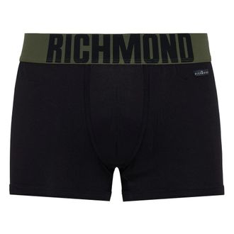 John Richmond Homme, Sous-v&ecirc;tements, Noir, Taille: L Boxer taille basse en coton peign&eacute; avec logo