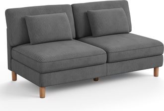 Vesgantti Cord 3 Sitzer Sofa ohne Armlehne, 166cm Modernes Dreiersofa mit Kissen, Kombination Sofa perfekt für Wohnzimmer, Schlafzimmer, Büro, werkzeuglose Mont