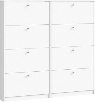 ebuy24 Escape Armoire à chaussures avec 8 abattants, largeur 150 cm, hauteur 148 cm, blanc