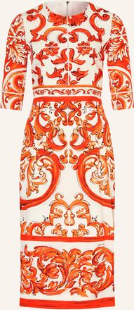 Dolce & Gabbana Kleid Mit Seide Und 3/4-Arm orange