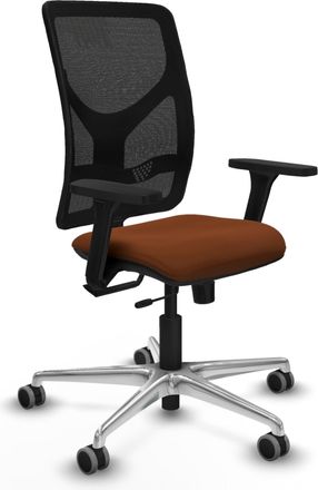 Piqueras y Crespo Stuhl f&uuml;r die Arbeit zu Hause, mit 3D-Armen, h&ouml;henverstellbare Lendenwirbelst&uuml;tze, ausgestattet mit Syncro/Traslack und Schneideschaum, Schwarz/Braun