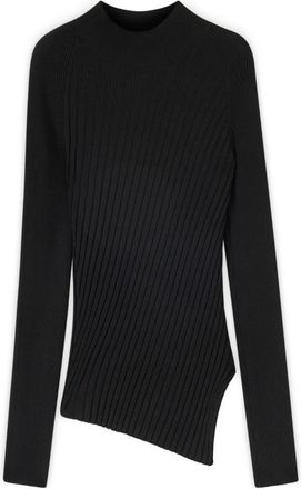 Motivi Pullover mit Rippstrick und asymmetrischem Saum - - Knitwear - Damen - Schwarzk - XS