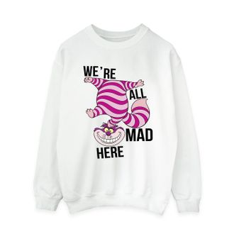 Disney Frauen/Damen Alice im Wunderland Alle verr&uuml;ckt hier Sweatshirt (Wei&szlig;)
