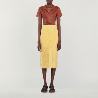 Sandro Jupe midi orn&eacute;e de strass