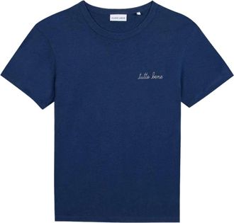 Maison Labiche Homme, Tops, Bleu, Taille: XL T-shirt en coton avec d&eacute;tail brod&eacute;