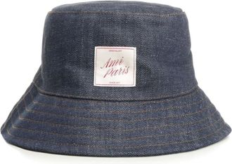 Ami unisex, Accessoires, Bleu, Taille: 60 CM Chapeau seau en denim avec &eacute;tiquette