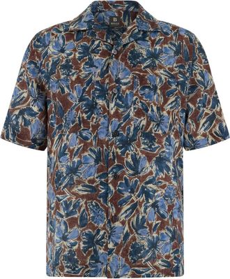 Boggi Milano Homme, Chemises, Multicolore, Taille: M Regular Fit Printed Linen Shirt