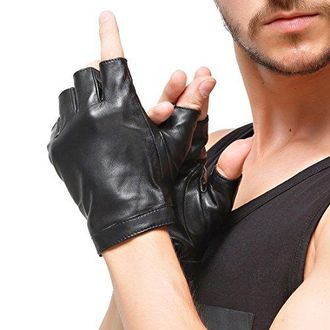 Nappaglo les doigts de gants importés classique de doublure en soie à moitié doigt de peaux dextérieur (m (gants de conduite à vélo de palm circonférence:17.8-