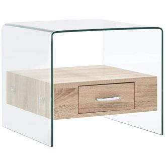 vidaXL Couchtisch mit Schublade 50x50x45 cm Hartglas Vidaxl