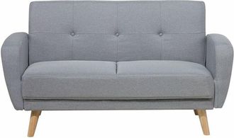 Beliani Schlafsofa 2-Sitzer FLORLI Stoff Hellgrau