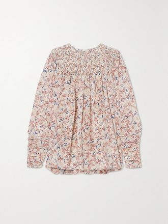 Chlo&eacute; Geraffte Bluse Aus Seide Mit Blumenprint Und R&uuml;schen - Wei&szlig;