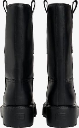 Tommy Hilfiger Leder halbe Mollet -Stiefel - schwarz