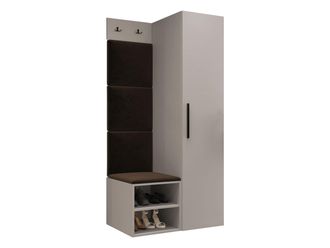 Mirjan24 Garderoben-Set Mapreni III, Schuhschrank + Kleiderhakenbrett + Kleiderschrank Gepolstertes Paneel/Wandpaneel Kleiderhaken Flurgarderobe Wandgarderobe 