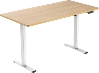 Sigma Elektrisch höhenverstellbarer Schreibtisch, P2-Grade Spanplatte/Metall/Kunststoff, 160x80x73.5-121 cm, 2-Gang-Motor, abgerundete Ecken, weiß