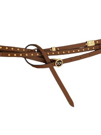 Pinko Studded Leather Shoulder Bag - Brown