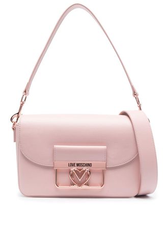 Love Moschino sac port&eacute; &eacute;paule &agrave; plaque logo - Rose