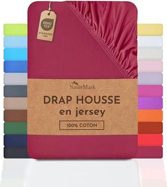NatureMark Drap-Housse en Jersey, 100% Coton, Disponible dans de Nombreuses Tailles et Couleurs, qualit&eacute; Oeko-Tex Standard 100, 140 x 200 cm - 160 x 200 cm, Bord