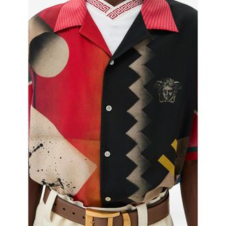 Versace Medusa Motif Silk Shirt - Red