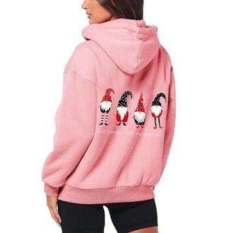 Generic Sweat &agrave; capuche de sport d&eacute;contract&eacute; &agrave; manches longues avec cordon de serrage et fermeture &eacute;clair pour femme, rose, XXL