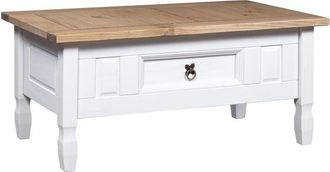 Les Tendances Les Tendances - inlife Table basse Pin mexicain Gamme Corona Blanc 100x60x45 cm