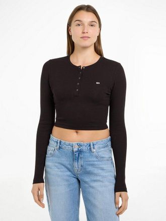 Tommy Jeans Langarmshirt TJW CRP HENLEY TOP LS in modischer Cropped Form