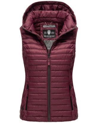 Marikoo Damen Kapuzenweste f&uuml;r den &Uuml;bergangs Weste mit Kapuze Steppweste B915 [B915-Hasenp-Wine-Gr.XS]