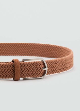 Mango Ceinture 100% cuir tress&eacute; marron moyen - Homme - 100 - MANGO MAN