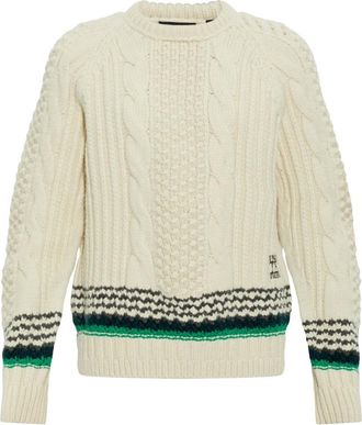Lacoste Pull en laine avec maille d&eacute;corative - Homme - Pulls - Beige - Taille: M