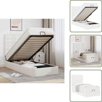 vidaXL The Living Store Ottoman-Bett mit Matratze Wei&szlig; 80x200 cm Kunstleder - Matratze