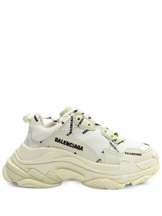 Balenciaga baskets Triple S &agrave; logo imprim&eacute; - Blanc