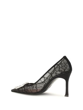 Amina Muaddi Camelia Lace Pumps - Black