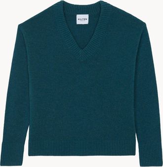 Kujten Pull cachemire femme col V, 8 fils - Pull Lila