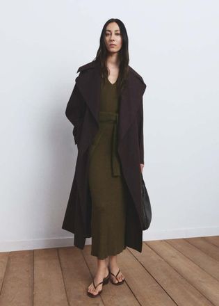 Mango Feinstrick-A-Linien-Kleid khaki - Damen - XS - MANGO