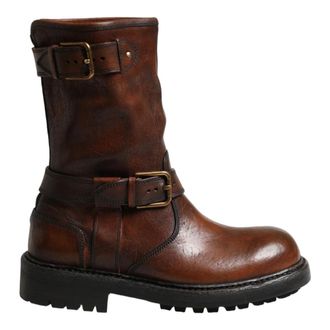 Dolce & Gabbana Mid Calf Biker Boots - - Shoes - Herren - Braun - 39 EU