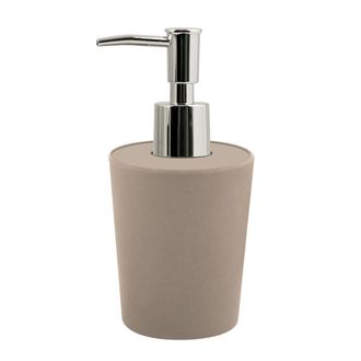 Spirella Seifenspender Takeo | mit Edelstahlpumpe | Flüssigseifen-Spender | Bambus | 200ml | Langliebig, Umweltfreundlich und Robust | Taupe